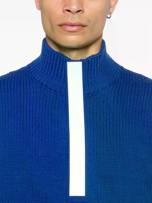 Stone Island High-neck Zip-front Wool Sweater