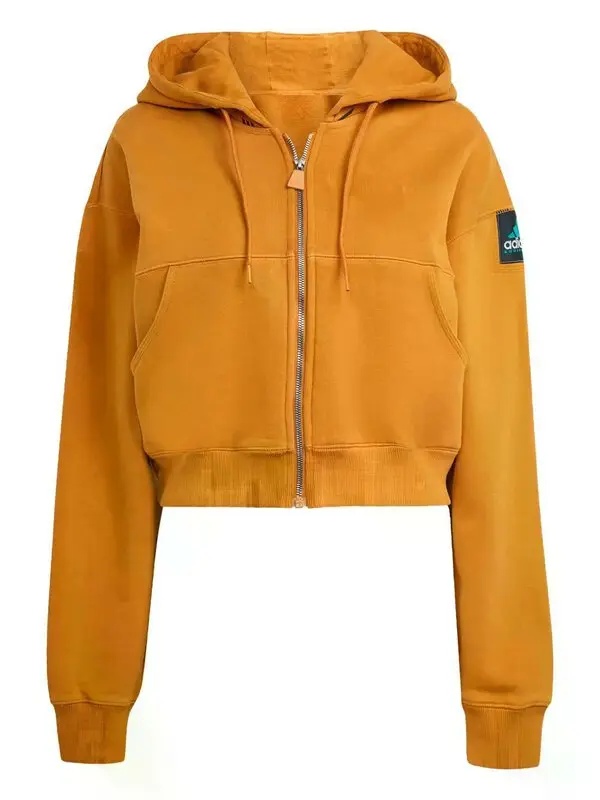 Adidas Logo-patch Zip-up Hoodie - Brown