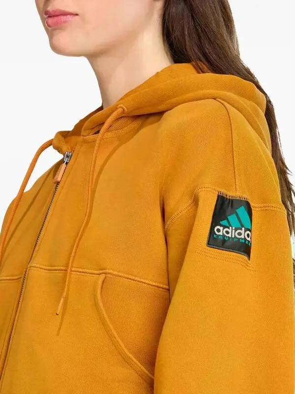Adidas Logo-patch Zip-up Hoodie - Brown