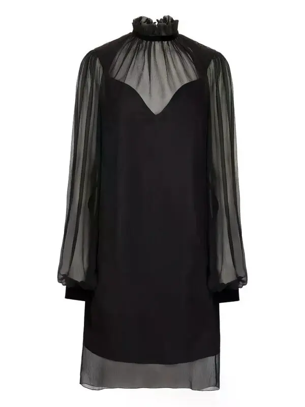 Nina Ricci High-neck Balloon-sleeve Mini Dress - Black