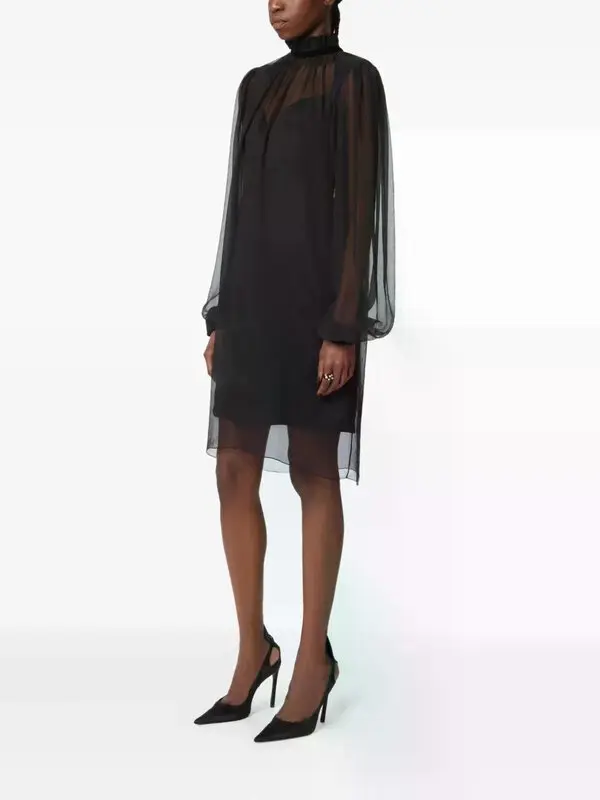 Nina Ricci High-neck Balloon-sleeve Mini Dress - Black