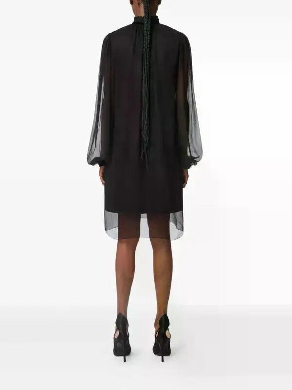 Nina Ricci High-neck Balloon-sleeve Mini Dress - Black