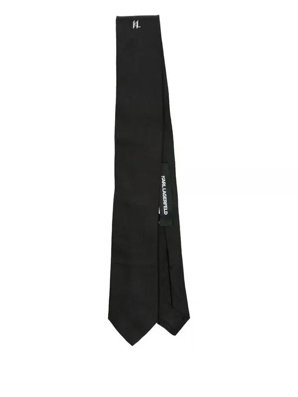 Karl Lagerfeld Logo-embroidered Silk Neck Tie - Black