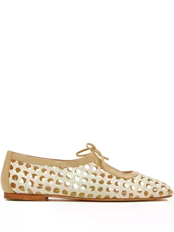 ANDREA GOMEZ Woven Lace-up Ballet Flats - Neutrals