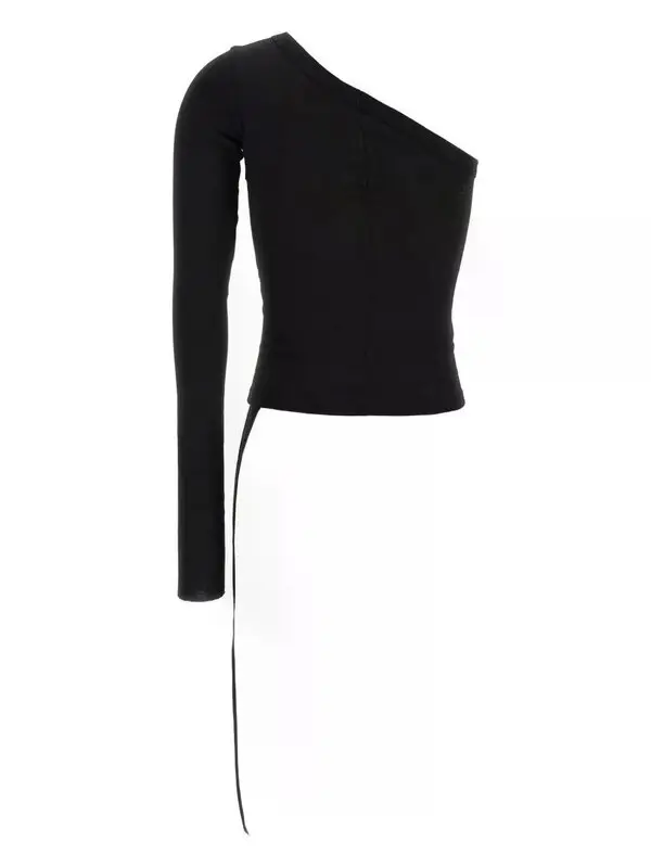 Rick Owens Ziggy Asymmetric-neckline Long-sleeve T-shirt - Black