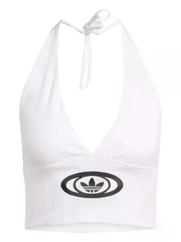 Adidas Halterneck Ribbed Tank Top - White