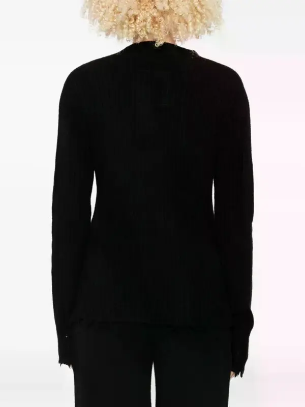 UMA WANG Ribbed Frayed-edge Jumper