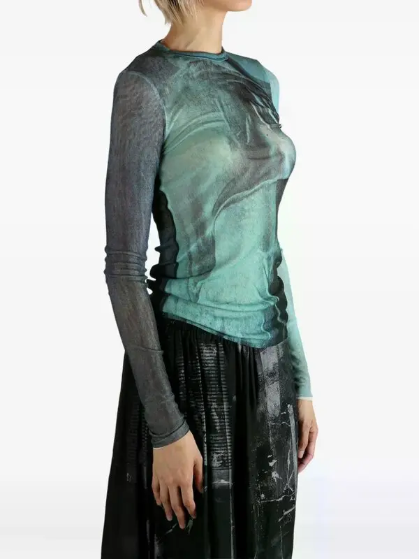 JEAN PAUL GAULTIER Abstract-print Long-sleeve T-shirt - Blue