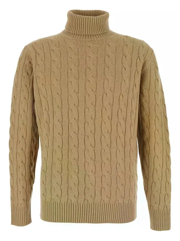 KANGRA Cable-knit Turtleneck Sweater - Neutrals