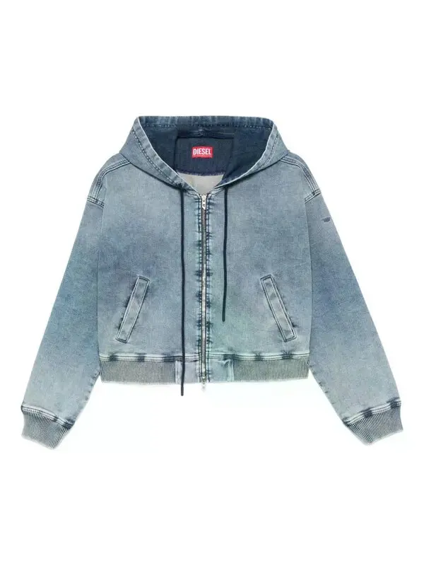 DIESEL Hooded Zip-up Denim Jacket