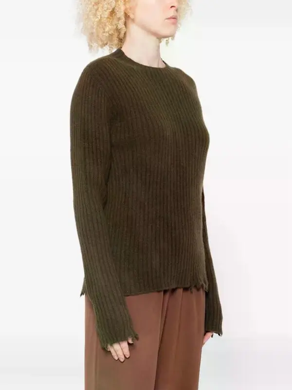UMA WANG Ribbed Frayed-edge Jumper