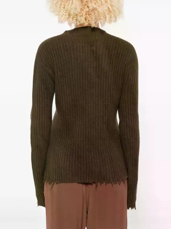 UMA WANG Ribbed Frayed-edge Jumper