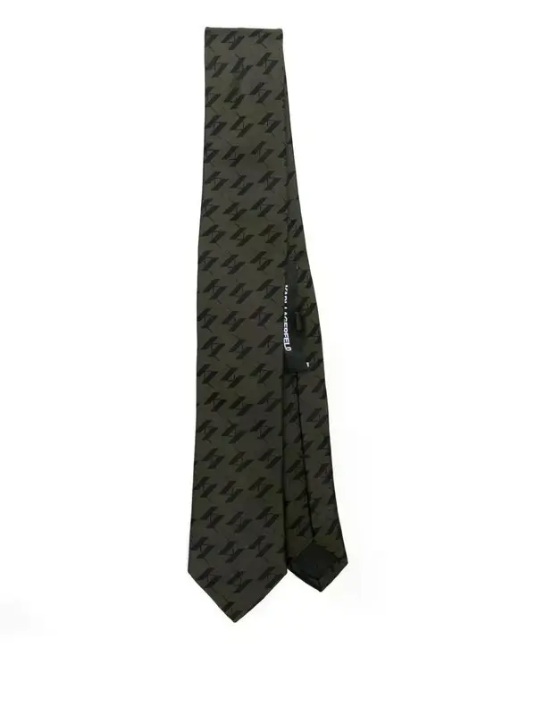 Karl Lagerfeld Geometric-pattern Silk Neck Tie - Green