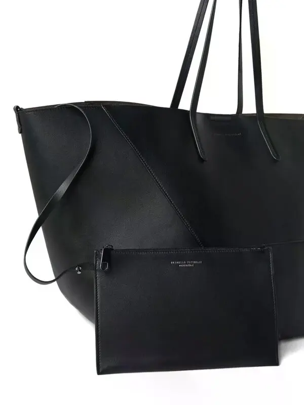 Brunello Cucinelli Panelled Leather Tote - Black