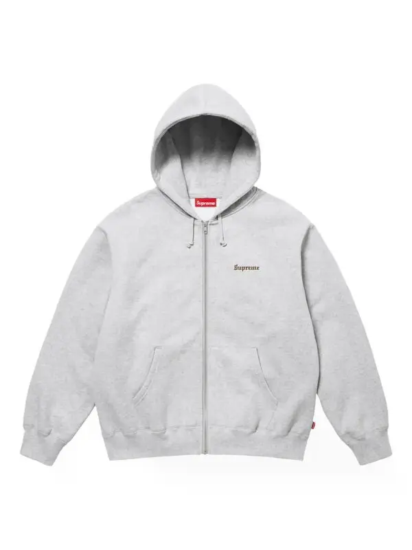 Supreme Crest Zip-up Ss 25 Hoodie - Grey