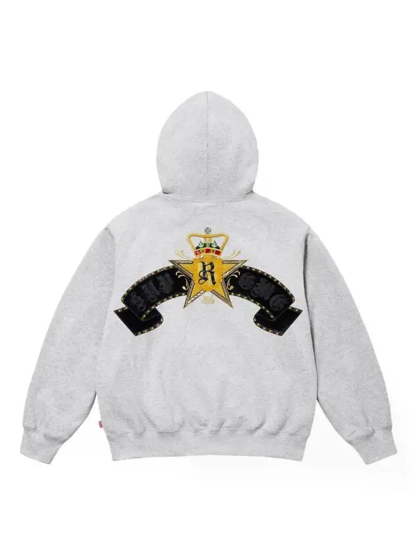 Supreme Crest Zip-up Ss 25 Hoodie - Grey