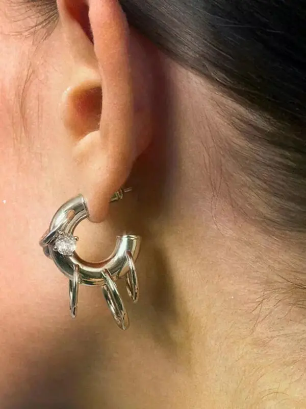 PANCONESI Pierced Embellished Hoop Earrings