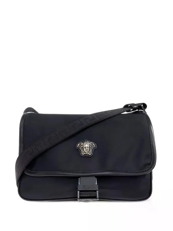 Versace La Medusa Buckled Messenger Bag - Black