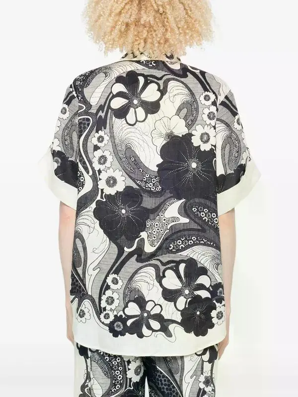 ALEMAIS Floral-print Short-sleeve Shirt - Neutrals