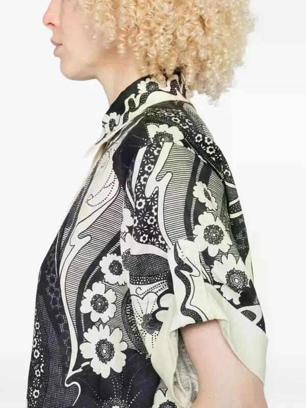 ALEMAIS Floral-print Short-sleeve Shirt - Neutrals