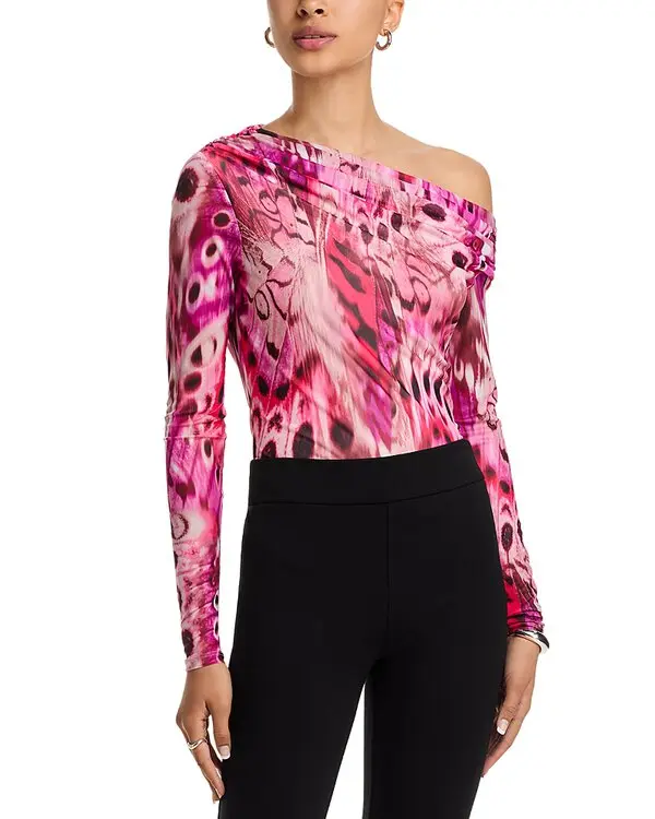 AFRM Printed Asymmetric Top - Berry Butterfly