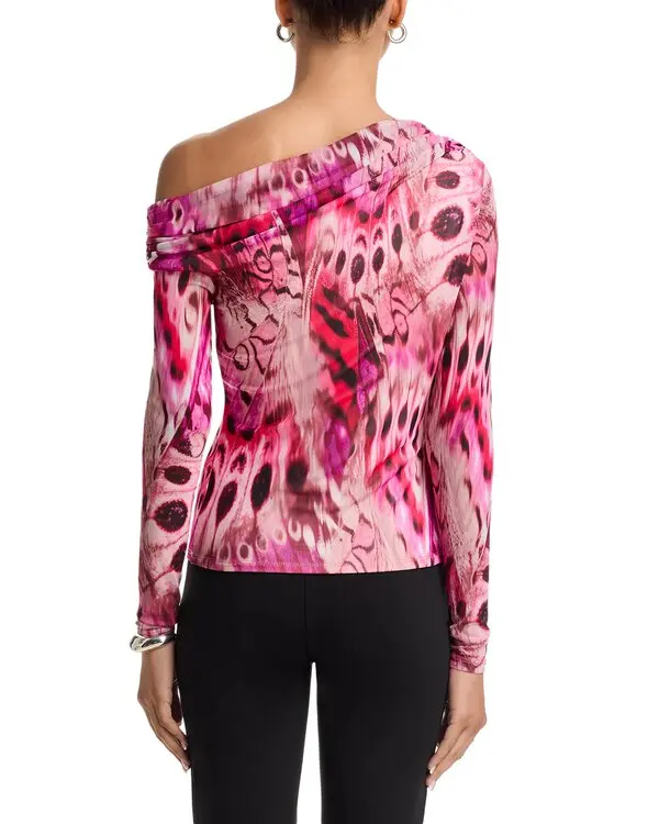 AFRM Printed Asymmetric Top - Berry Butterfly