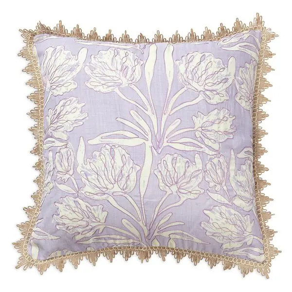 VVYOM Himalayan Embroidered Reversible Cushion, 20 X 20 - Lilac Sky