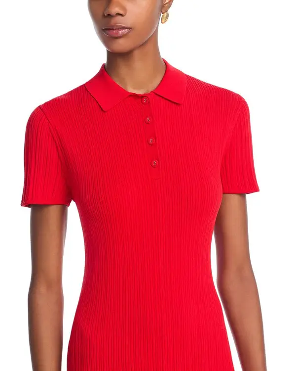 French Connection Collared Henley Mini Dress - Mars Red