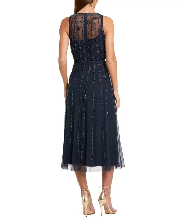 Mac Duggal Embellished High Neck A-line Dress - Midnight