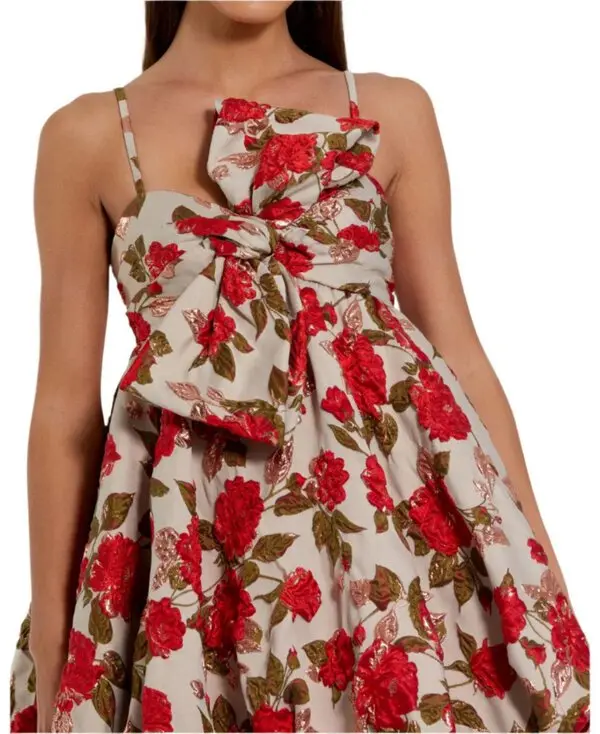 Mac Duggal Brocade Mini Dress With Bow