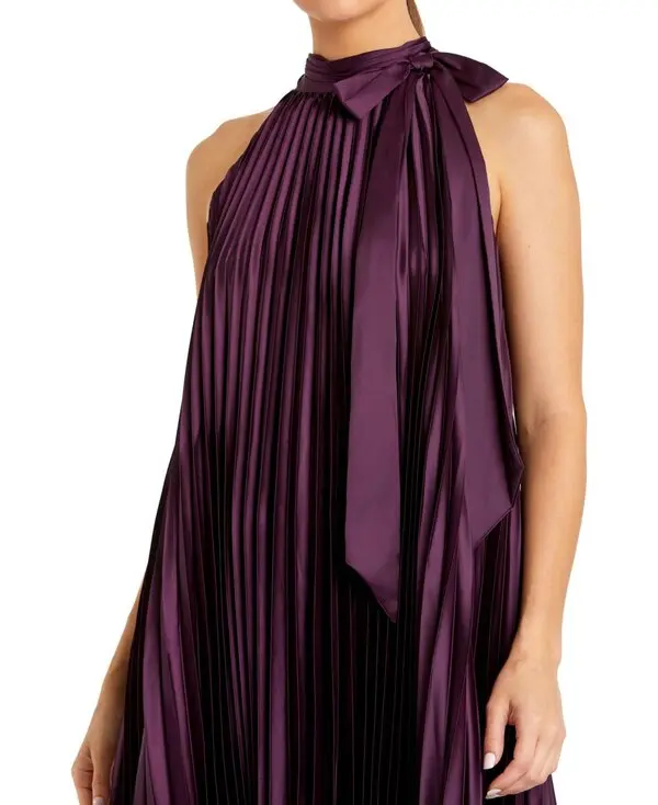 Mac Duggal Pleated Halter Neck High-low Gown - Plum