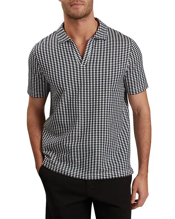 Ted Baker London Matejo Mini Check Open Neck Polo Shirt