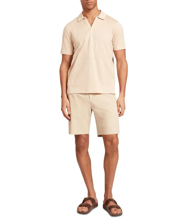 Ted Baker London Matejo Mini Check Open Neck Polo Shirt - Taupe