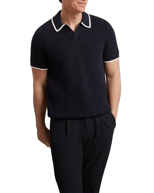 Ted Baker London Sachair Textured Knit Open Neck Polo