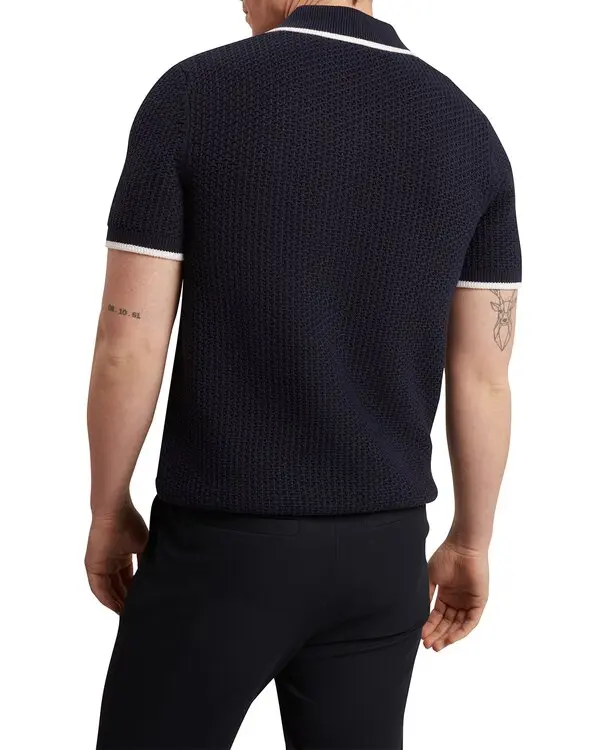 Ted Baker London Sachair Textured Knit Open Neck Polo