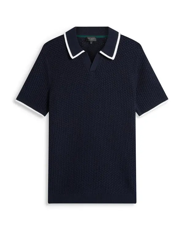 Ted Baker London Sachair Textured Knit Open Neck Polo