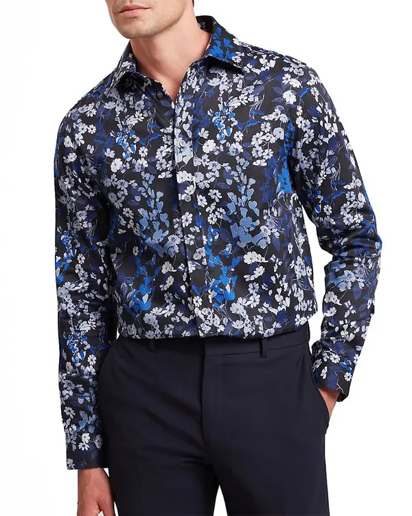 Ted Baker London Holiway Floral Geometric Print Smart Shirt