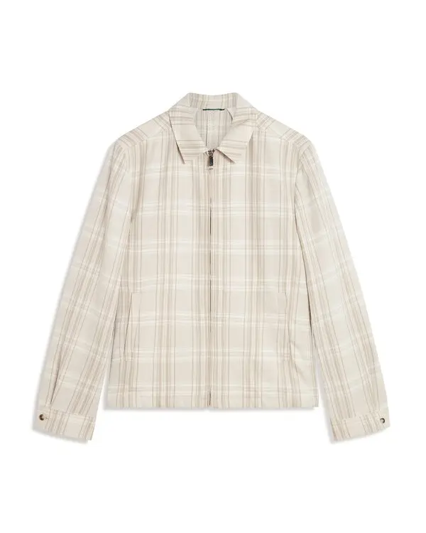 Ted Baker London Checked Cotton & Linen Harrington Jacket