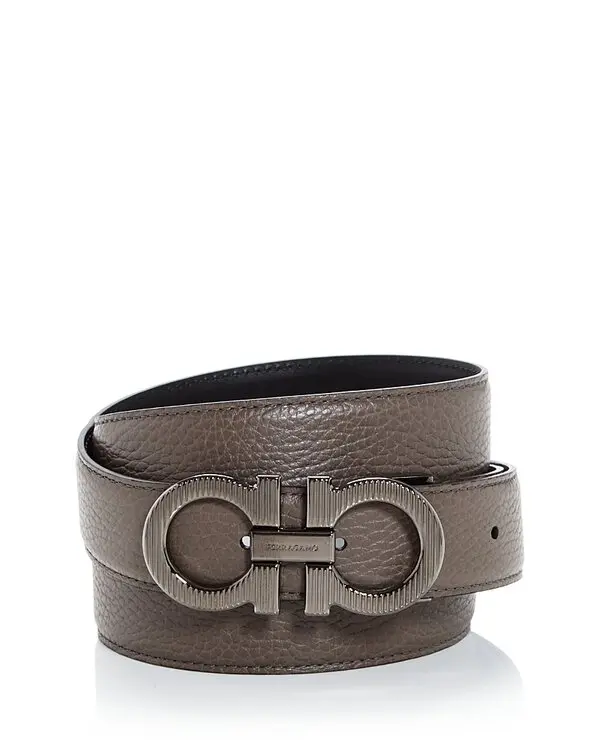 FERRAGAMO Gancini Reversible Leather Belt - Concrete