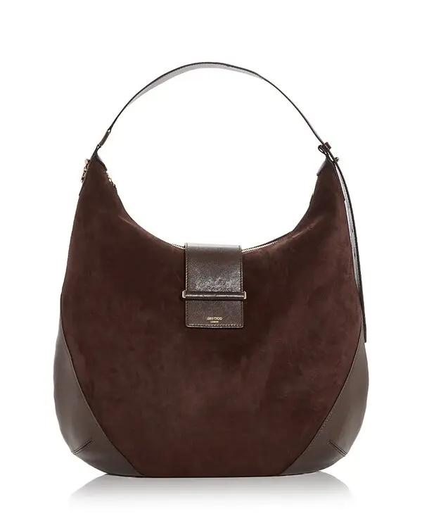 JIMMY CHOO Suede And Leather Hobo Bag - Chocolate/chocolate