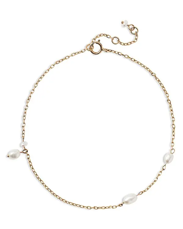WWAKE 14k Yellow Cultured Freshwater Pearl Link Bracelet - Gold