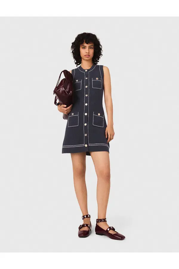 Metallic Green Maje Ravena Knit Dress Maje Ravena Dress David Jones