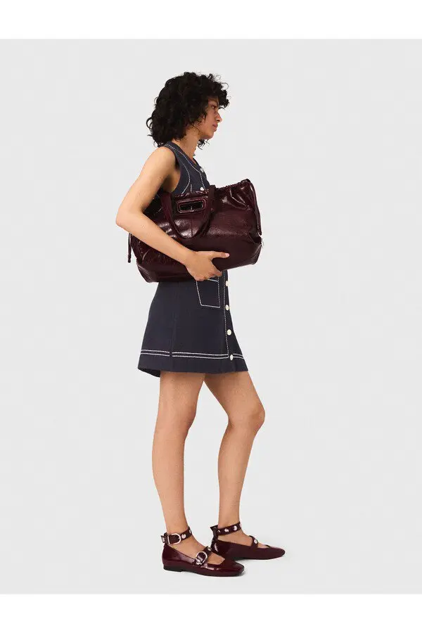 Stitched Knit Straight Dress - Black