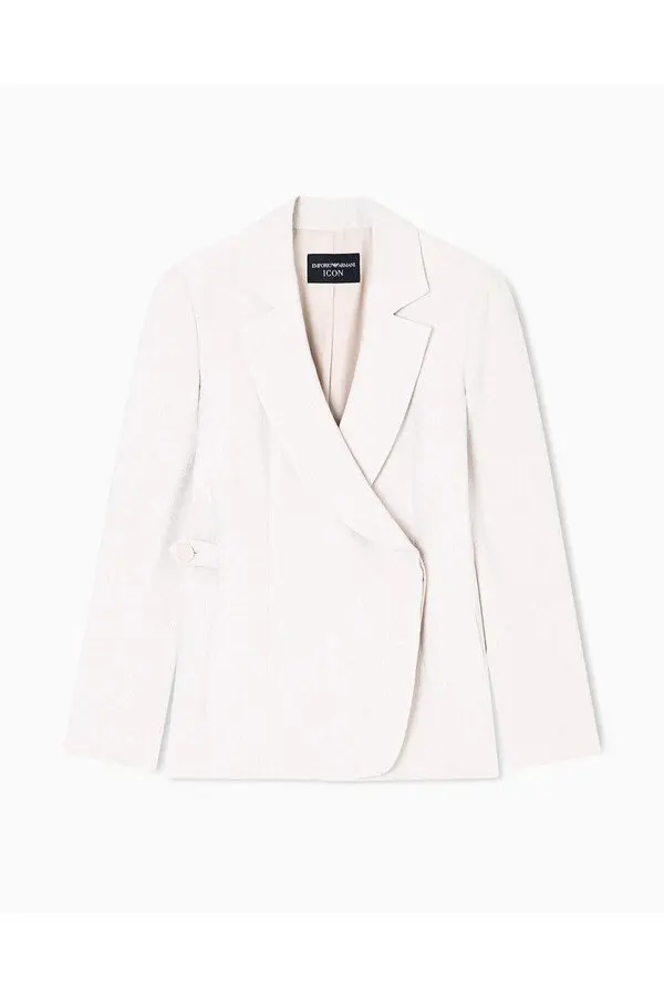 Emporio Armani Icon Blazer In Armure Fabric - White