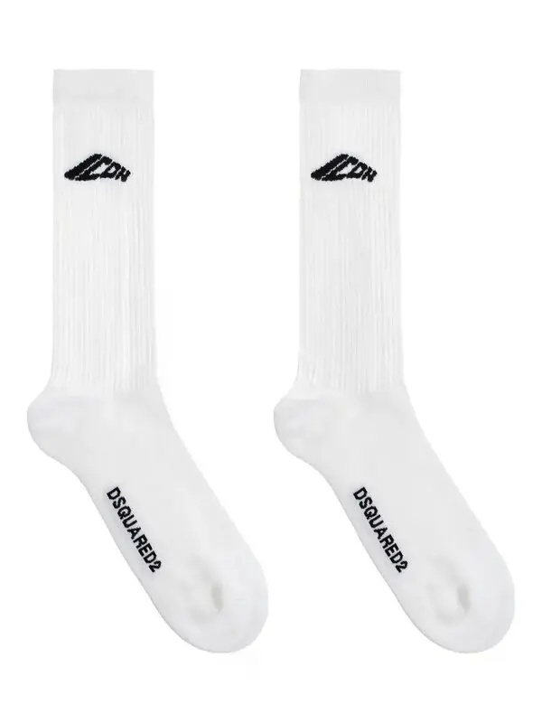 Dsquared2 Ribbed Crew Socks - White