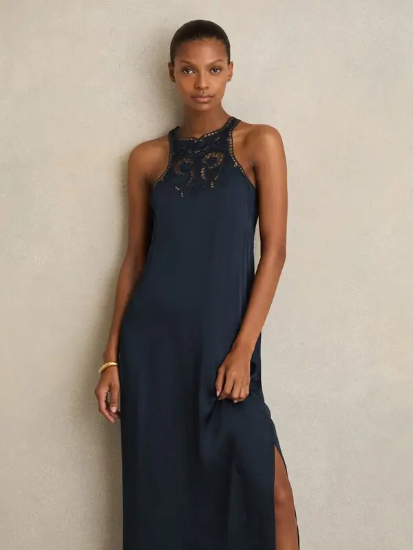 sachin and babi light blue dress Reiss REGULAR FIT-ELISE FLORAL EMBROIDERED MIDI - Day dress - ivory/white main image 1