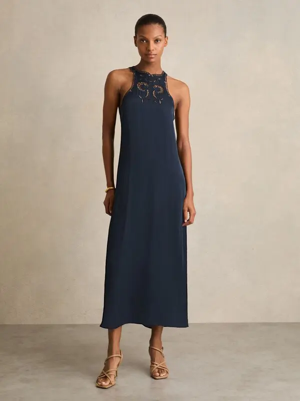 REISS Joy Satin Cut-out Slip Dress