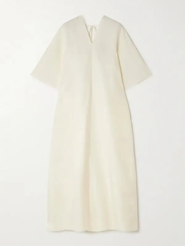 THE ROW Mia Open-back Silk-shantung Midi Dress - Neutrals