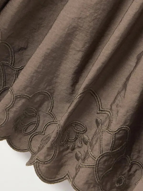 Cecilie Bahnsen Embroidered Cashmere And Wool-blend Peplum Sweater