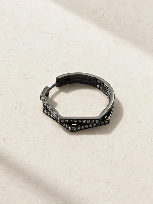 REPOSSI Antifer Medium 18-karat Gold Diamond Single Hoop Earring - Black
